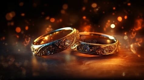 Ornamental Rings On Fire Background Generative Ai Stock Illustration
