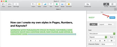 How To Use Paragraph Styles In Pages Numbers And Keynote