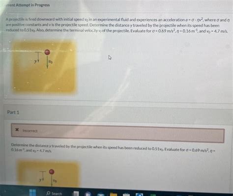 Solved A Projectile Is Fired Downward With Initial Speed V0