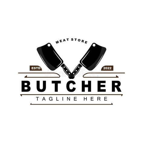Butcher Logo Design Knife Cutting Tool Vector Template Product Brand