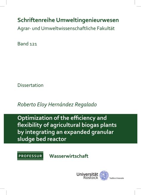 Pdf Optimization Of The Efficiency And Flexibility Of Agricultural Biogas Plants By