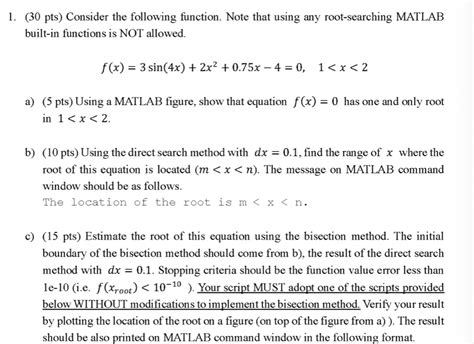 Solved 1 30 Pts Consider The Following Function Note
