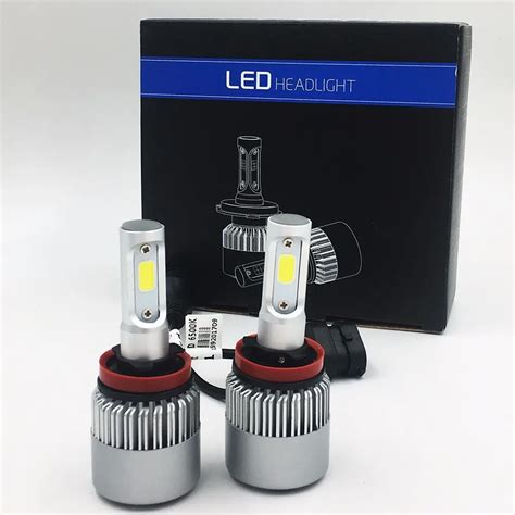 2X S2 H8 COB LED Car Headlight Bulb Beam 72W 8000LM 6500K WHITE LIGHT