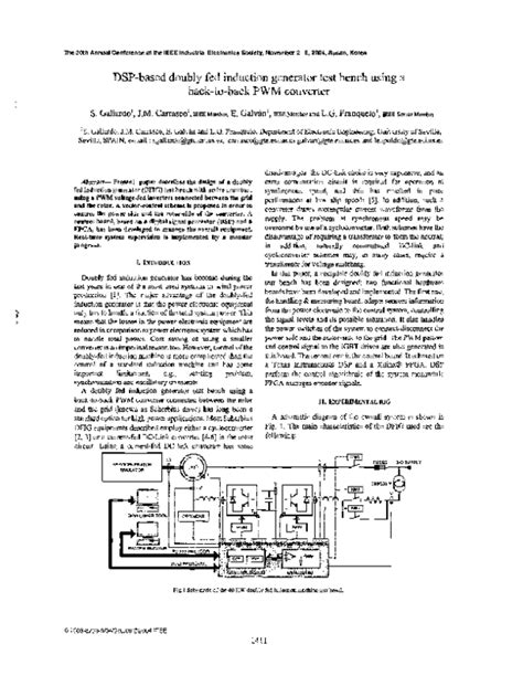 Pdf Dsp Based Doubly Fed Induction Generator Test Bench Using A Back To Back Pwm Converter