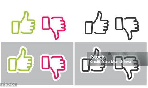 해야 할 일과 하지 말아야 할 일 기호 엄지 손가락과 엄지 손가락 아래 엠블럼 좋아하고 싫어하는 아이콘 세트 벡터 일러스트레이션 스티커 고객에 대한 스톡 벡터 아트 및 기타