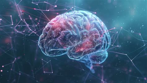 Realistic Human Brain Displaying Active Neural Network Connections In Detailed Photo Stock