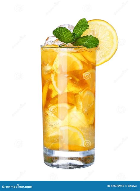 Glass Of Cold Ice Tea Drink Isolated On White Stock Image Image Of