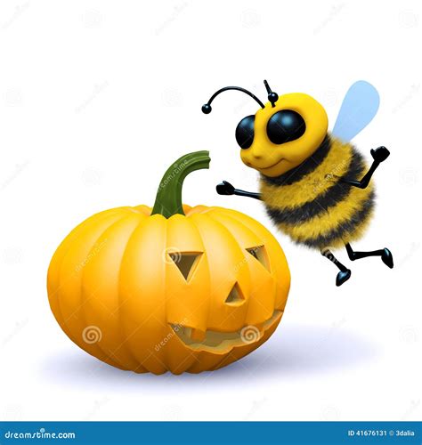 3d Bee Halloween Pumpkin Stock Illustration Image 41676131