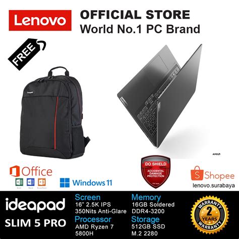 Jual LENOVO IDEAPAD SLIM 5 PRO IP 5PRO 16ACH6 L0ID STORM GREY AMD R7