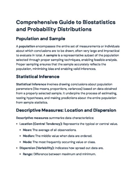 Comprehensive Biostatistics Guide Bio101 Sampling Inference