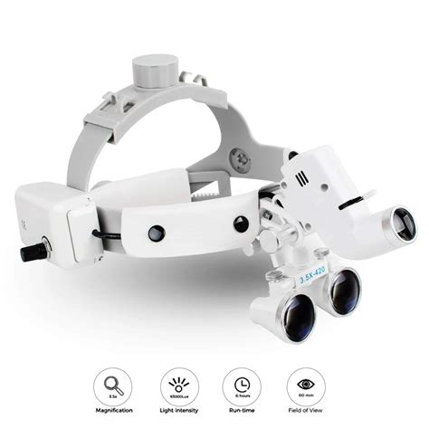 Led 헤드 라이트로 조정 가능한 5w 치과 쌍안 루페 35x 280 380mm 헤드 밴드 치과 확대 치과 실험실