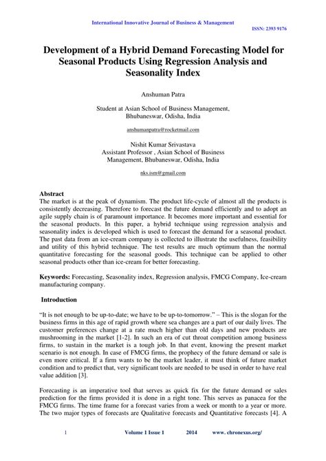 PDF Development Of A Hybrid Demand Forecasting Model For Seasonal Products Using Regression