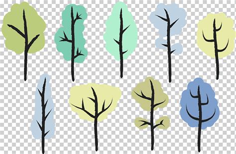Arbusto de árbol euclidiano arbusto de dibujos animados de color