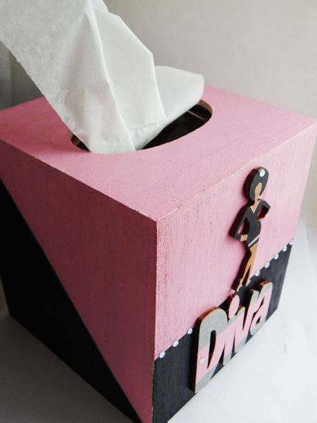 Diva Tissue Box Cover Diva Pink Black Wooden Home Decor Afrocentric Ha