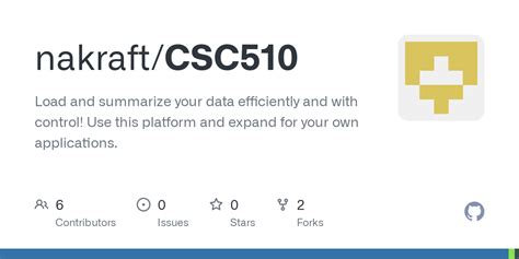Github Nakraftcsc510 Load And Summarize Your Data Efficiently And With Control Use This