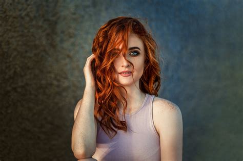 Download Redhead Freckles Blue Eyes Woman Model 4k Ultra Hd Wallpaper