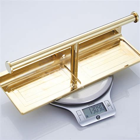 Luxury Gold Modern Double Toilet Paper Holder Polished Brass Chrome