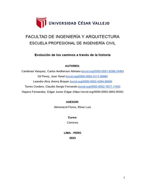 Evolucion De Los Caminos Pdf