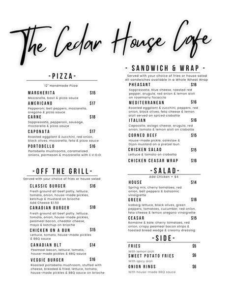 Copy Of Black And White Elegant Restaurant Menu Flyer 1 Pheasant Run