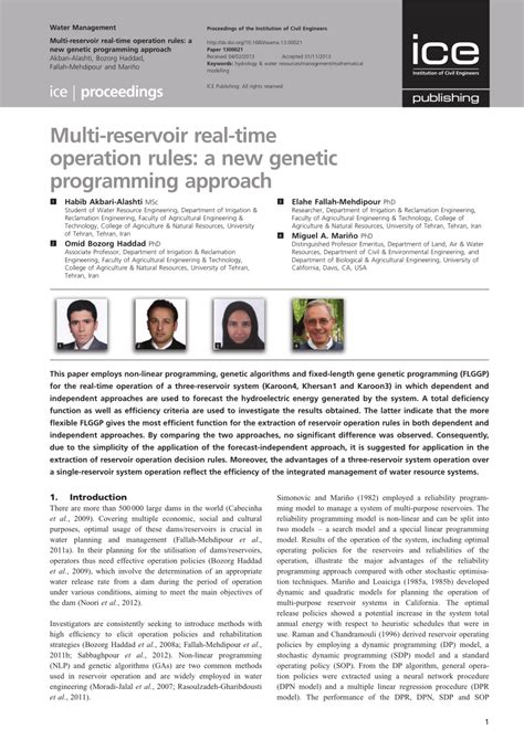 Pdf Multi Reservoir Real Time Operation Rules A New Genetic