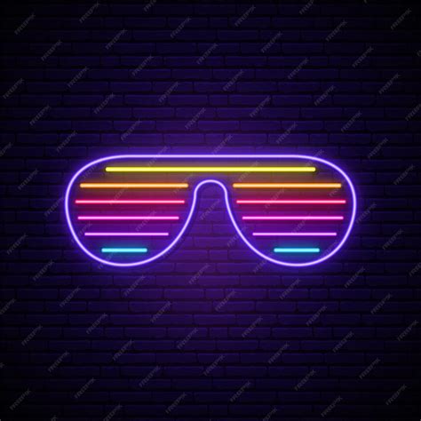 Premium Vector Neon Shutter Glasses Sign In Retro 80s Style