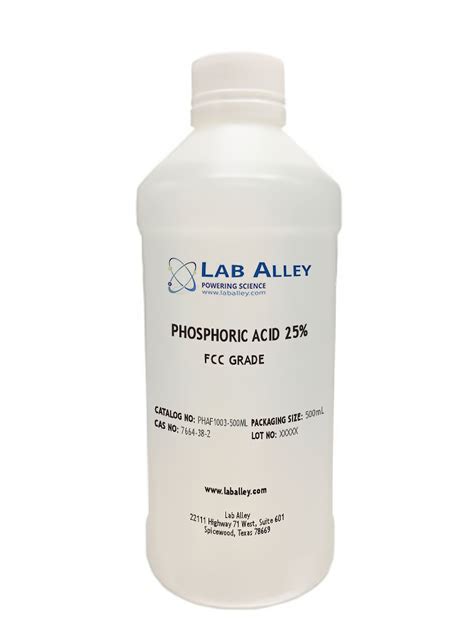 Phosphoric Acid 25 Solution Food Grade Fcc Kosher Halal Lab Alley