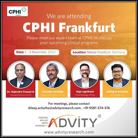 Advity Research On Linkedin Clinicalresearch Cphifrankfurt Cphi