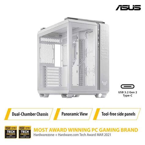 Jual Casing Asus Tuf Gaming Gt502 White Dual Chamber Tempered Glass
