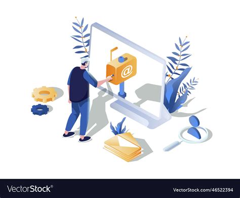 Email Concept 3d Isometric Web Scene Royalty Free Vector