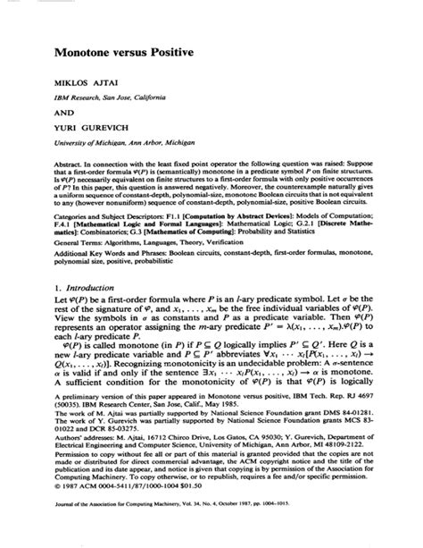 Monotone Versus Positive