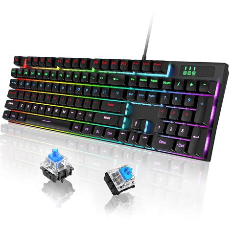 T WOLF T Wired Rgb Gaming Mechanical Keyboard Blue Switch Vibe Gaming