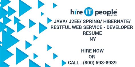 Java J2ee Spring Hibernate Restful Web Service Developer Resume Ny Hire It People We Get