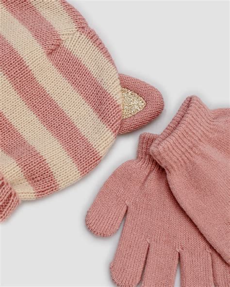 Riachuelo Kit Gorro Infantil De Tricot Brilhos Par De Luvas