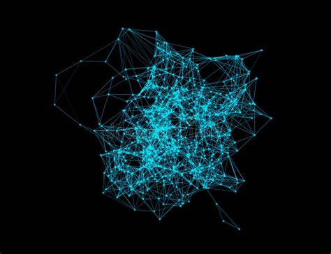 Blue Digital Computer Data And Network Connection Triangle Lines And Spheres In Futuristic