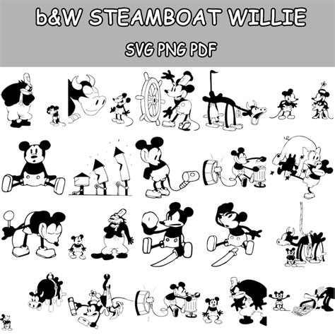 Steamboat Willie Black And White Design Svg Instant Download