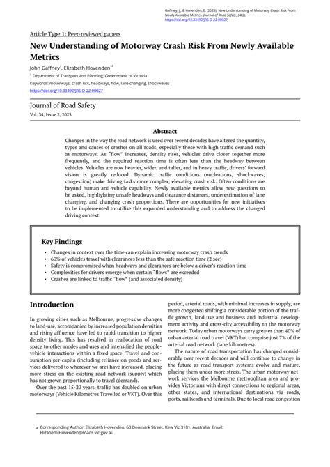 Pdf New Understanding Of Motorway Crash Risk From Newly Available Metrics