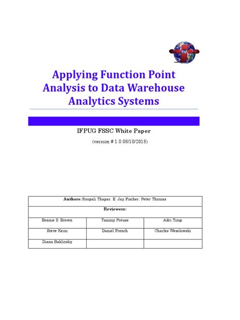 applying function point analysis to data warehouse analytics systems