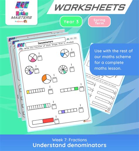 Year 3 Understand Denominators Worksheets Year 3 Fractions Worksheets