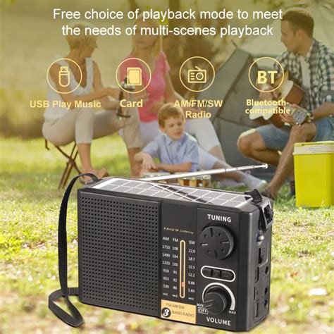Radio Am Fm Sw Batería De Emergencia Solar Clima Led Linterna Antorcha