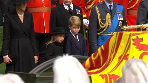 George And Charlotte Walk Behind Queens Coffin As They Say Final