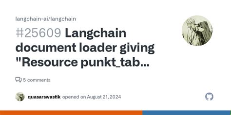 Langchain Document Loader Giving Resource Punkt Tab Not Found Error