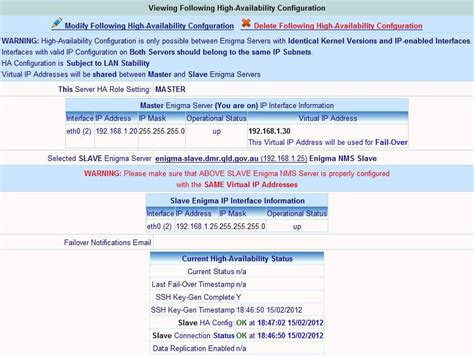 High Availability Configuration Enterprise Network Management Netsas
