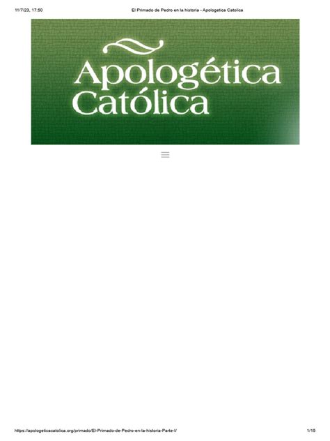 El Primado De Pedro En La Historia Apologetica Catolica Pdf