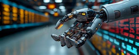 Futuristic Robotic Hand Manipulating Data In A High Tech Environment