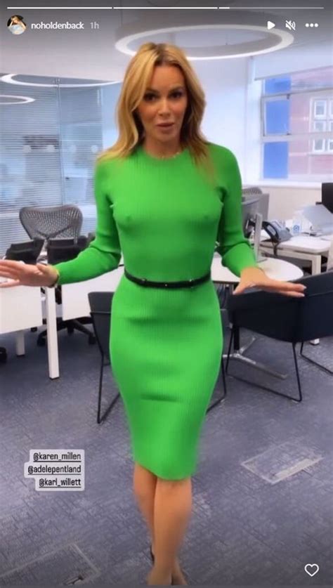 Amanda Holden 51 Flashes Her Long Legs As She Goes Braless In Figure Skimming Dress