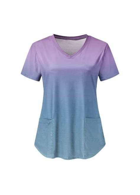 Aboser Nurse Workwear Scrubs Top For Womens V Neck Short Sleeve Working