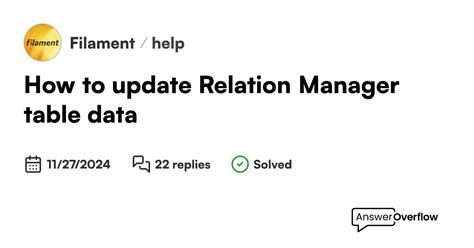 how to update relation manager table data filament