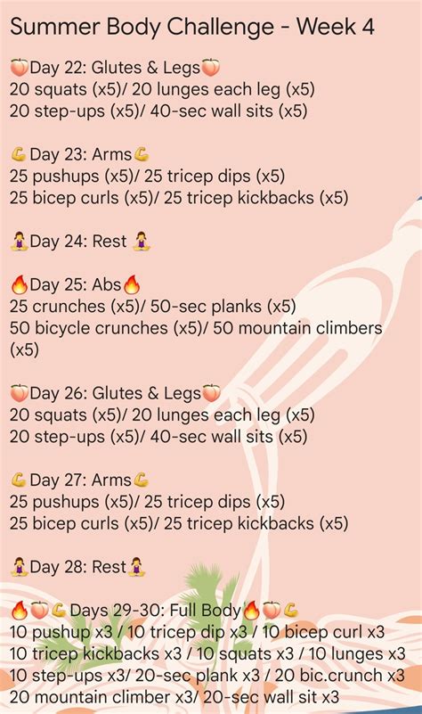 30 Day Summer Body Glow Up Workout Challenge Eat Those Plants
