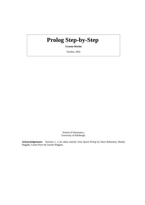 Pdf Prolog Step By Step School Of Informatics The · Pdf