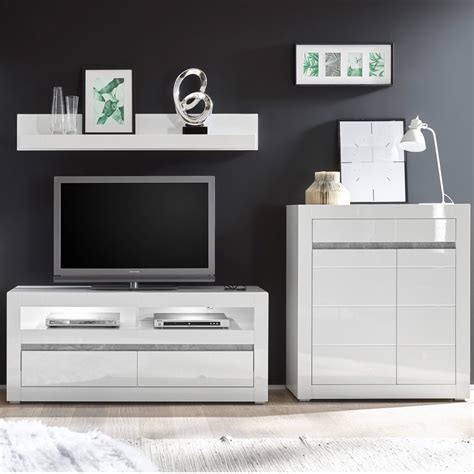 Lomadox Wohnwand Cogo 61 Mega Spar Set 4 St Mit Led In Hochglanz